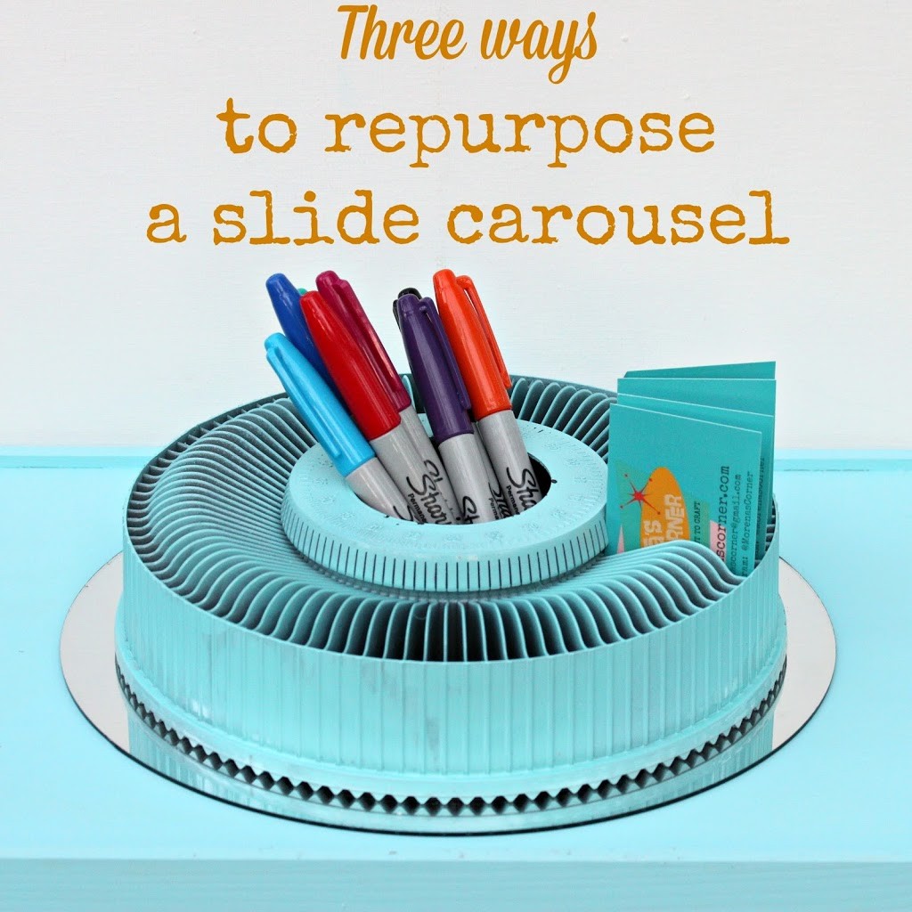 Three Ways to Repurpose a Slide Carousel from Goodwill - Morena's Corner
