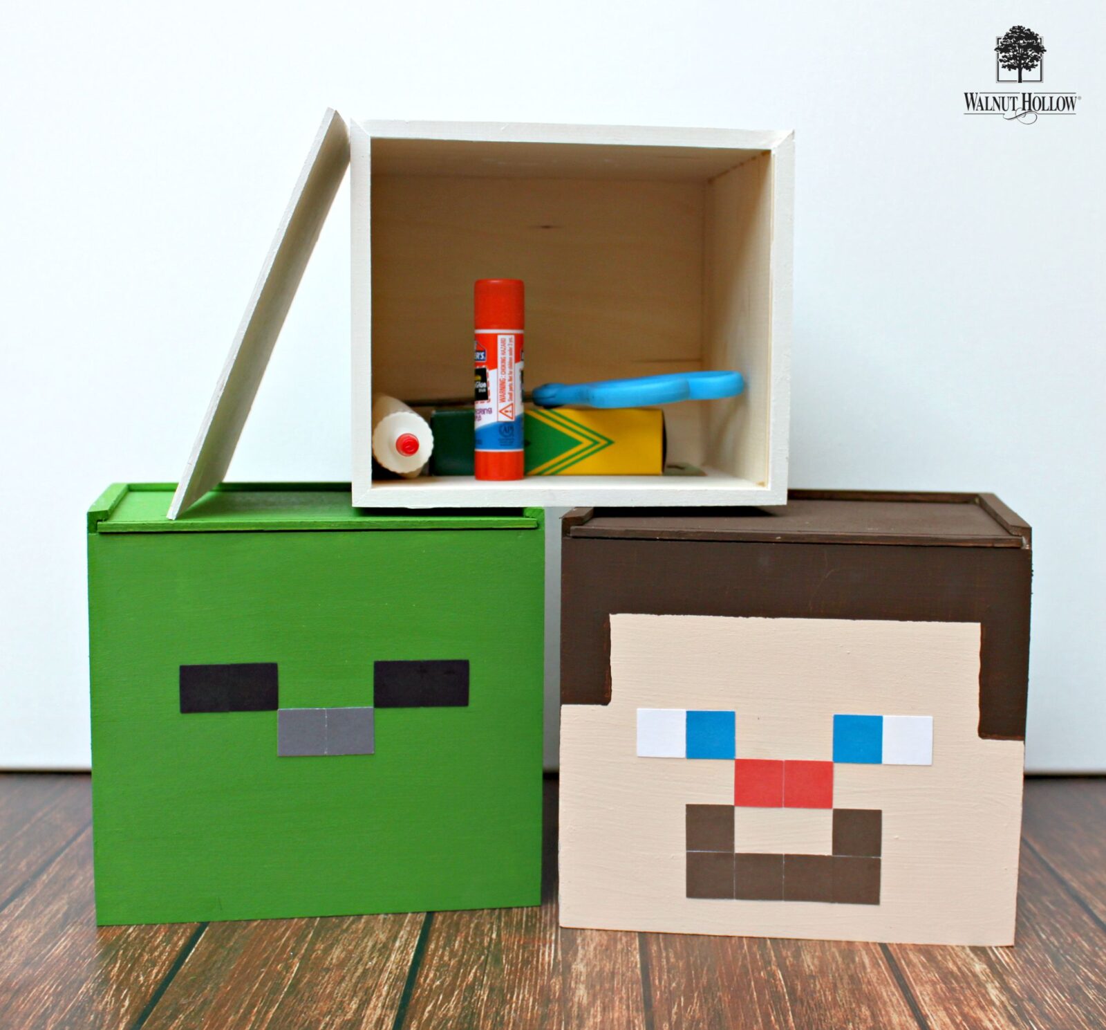 Minecraft Storage Boxes DIY: Steve, Skeleton, Zombie - Morena's Corner