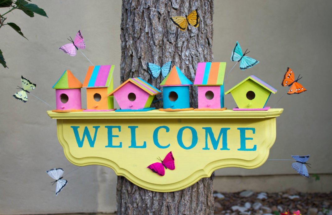 Birdhouse Welcome Sign Home Decor DIY - Morena's Corner