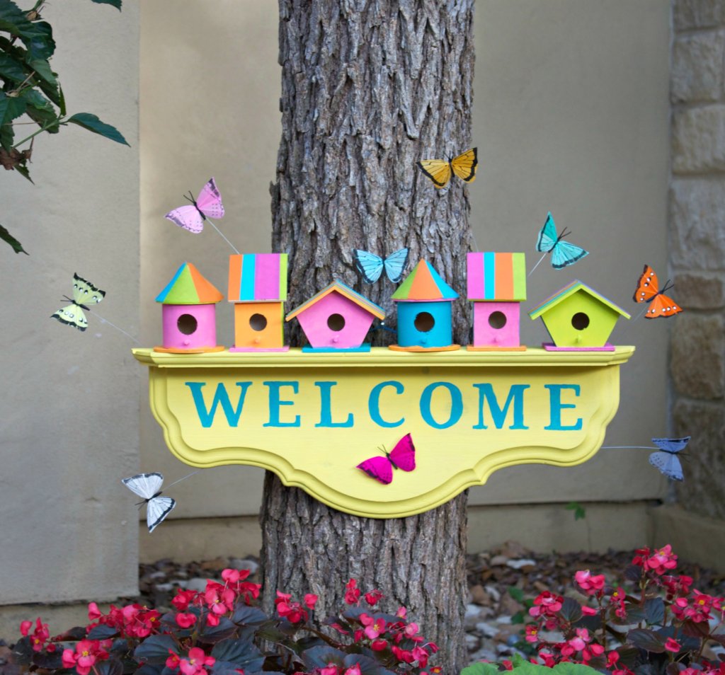 Birdhouse Welcome Sign Home Decor DIY - Morena's Corner