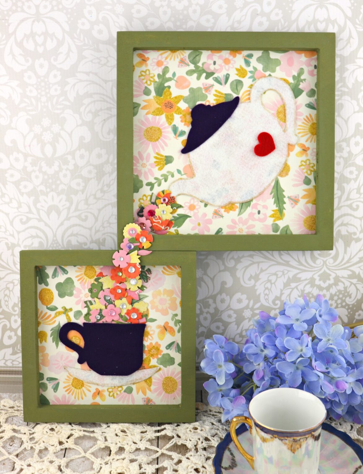 Tea Wall Art Tutorial: Spring Tea Time - Morena's Corner