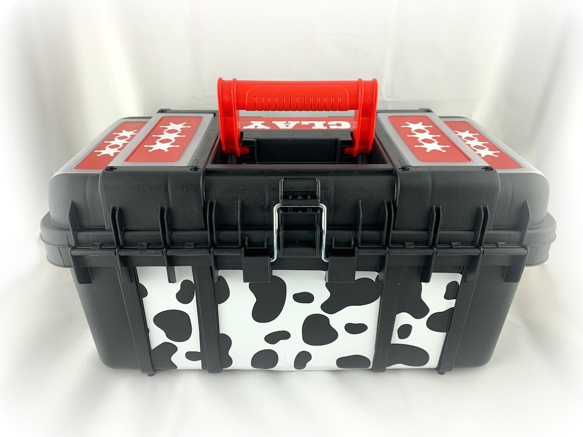 Tool Box Toy Chest with Cow Print - Morena's Corner