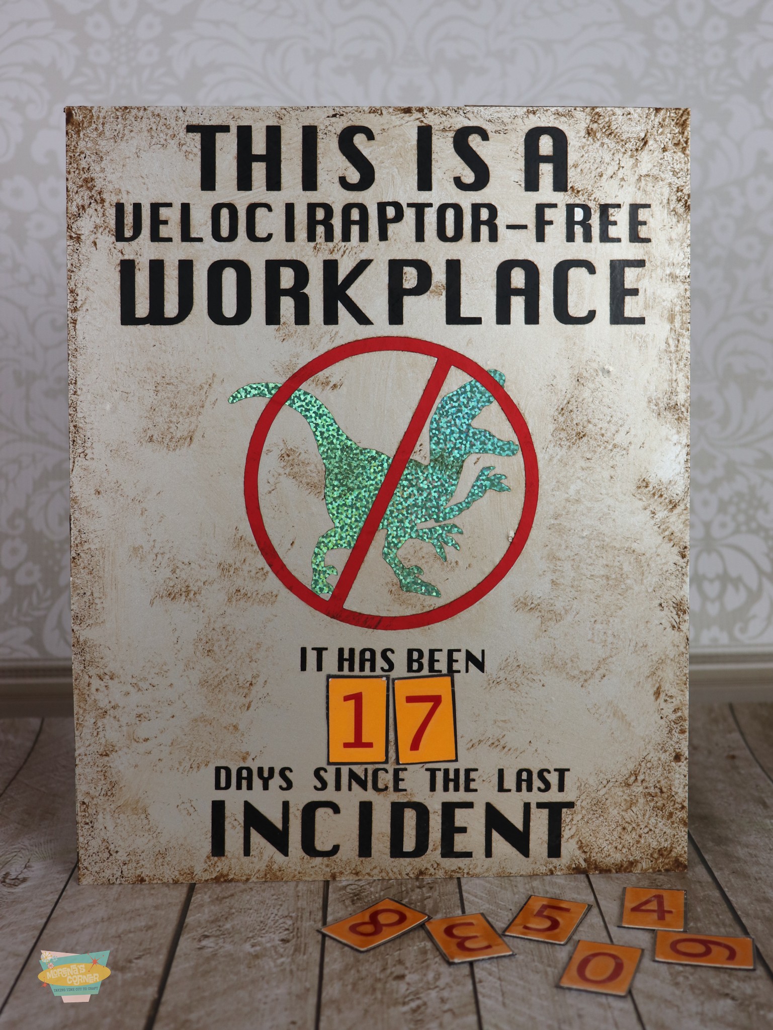 Velociraptor Sign DIY with Cut File - Morena's Corner